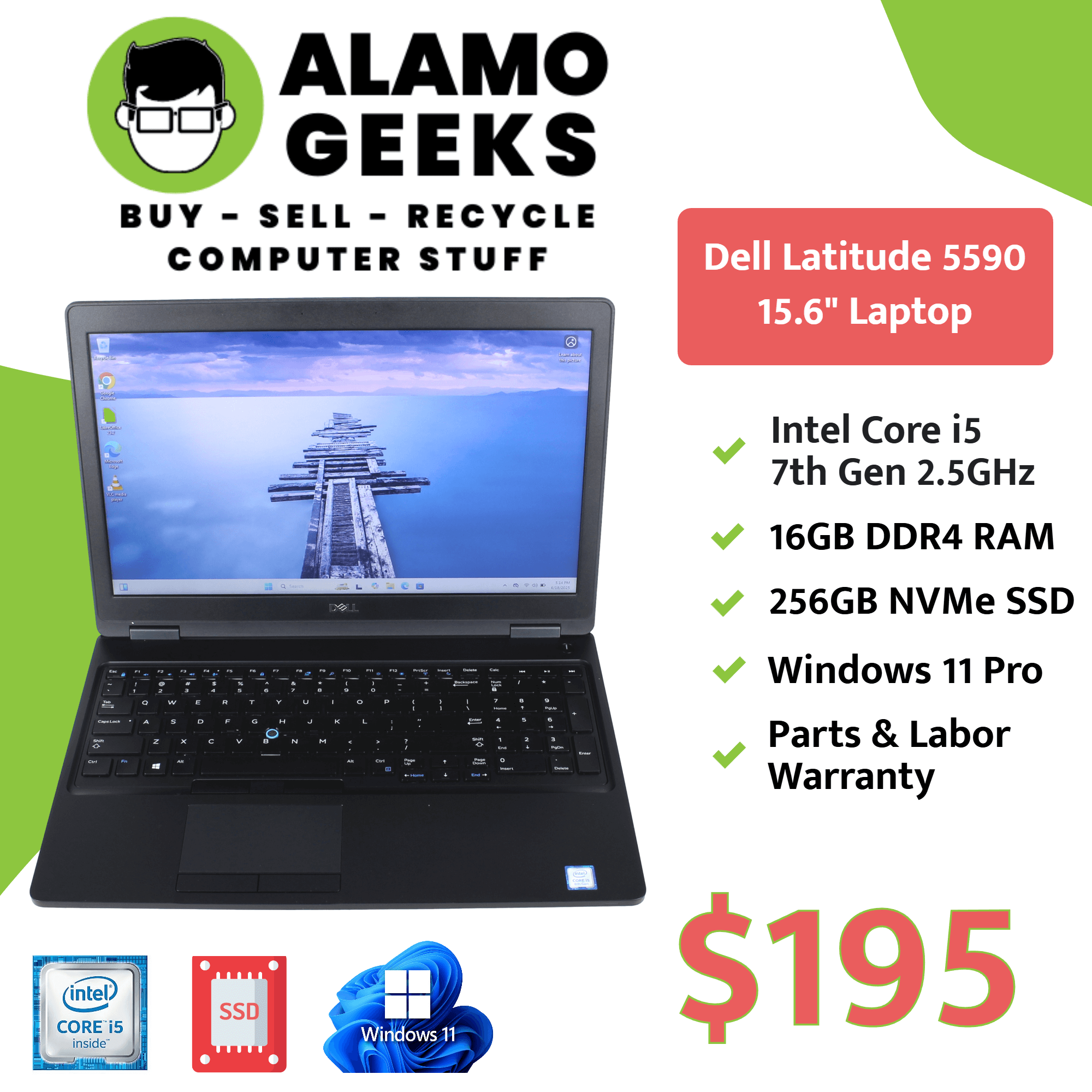 Buy Dell Latitude 5590 15.6" Laptop - Intel Core I5 2.5GHz | 16GB DDR4 ...