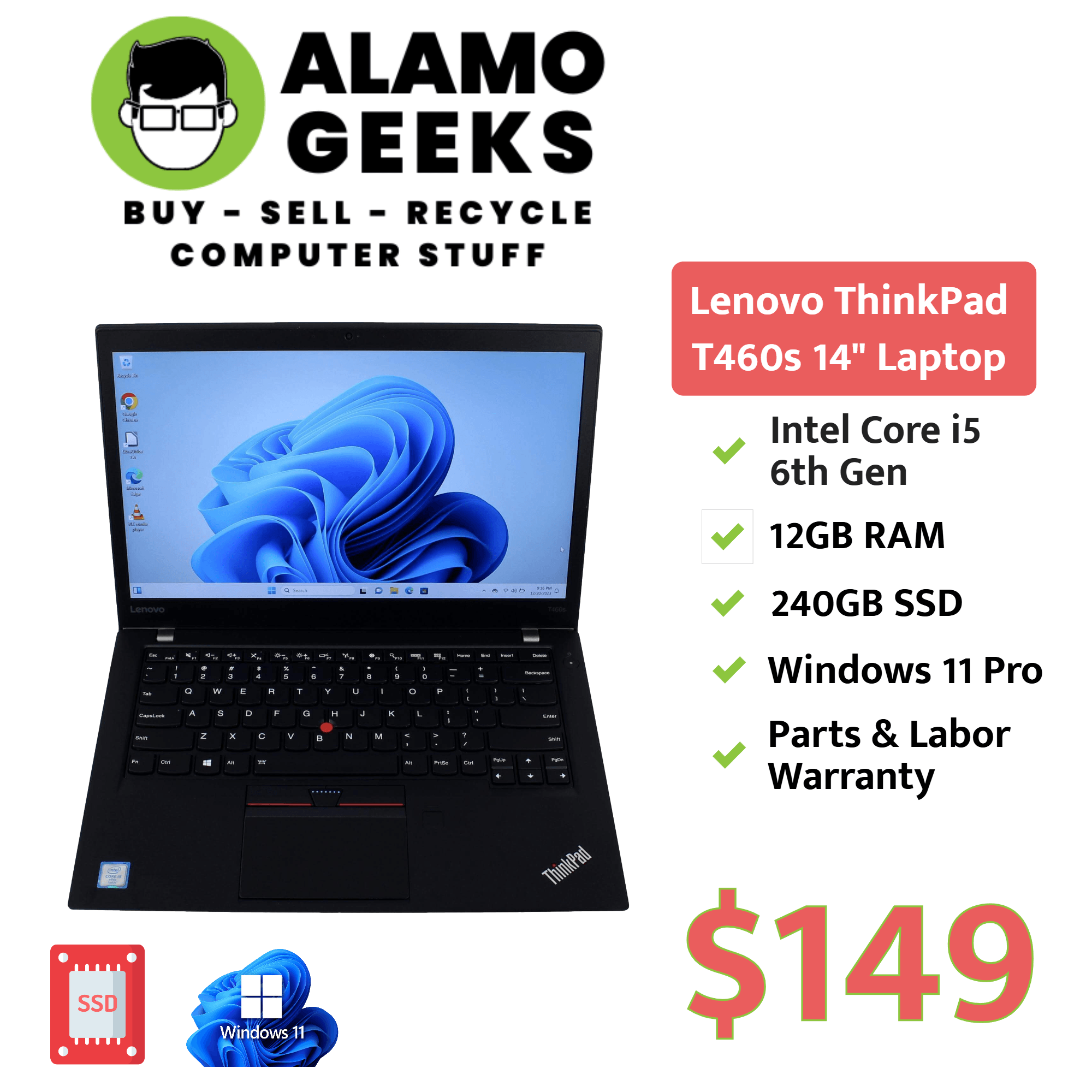 Buy Lenovo ThinkPad T460s 14" Laptop - Intel Core I5 6th Gen | 12GB ...